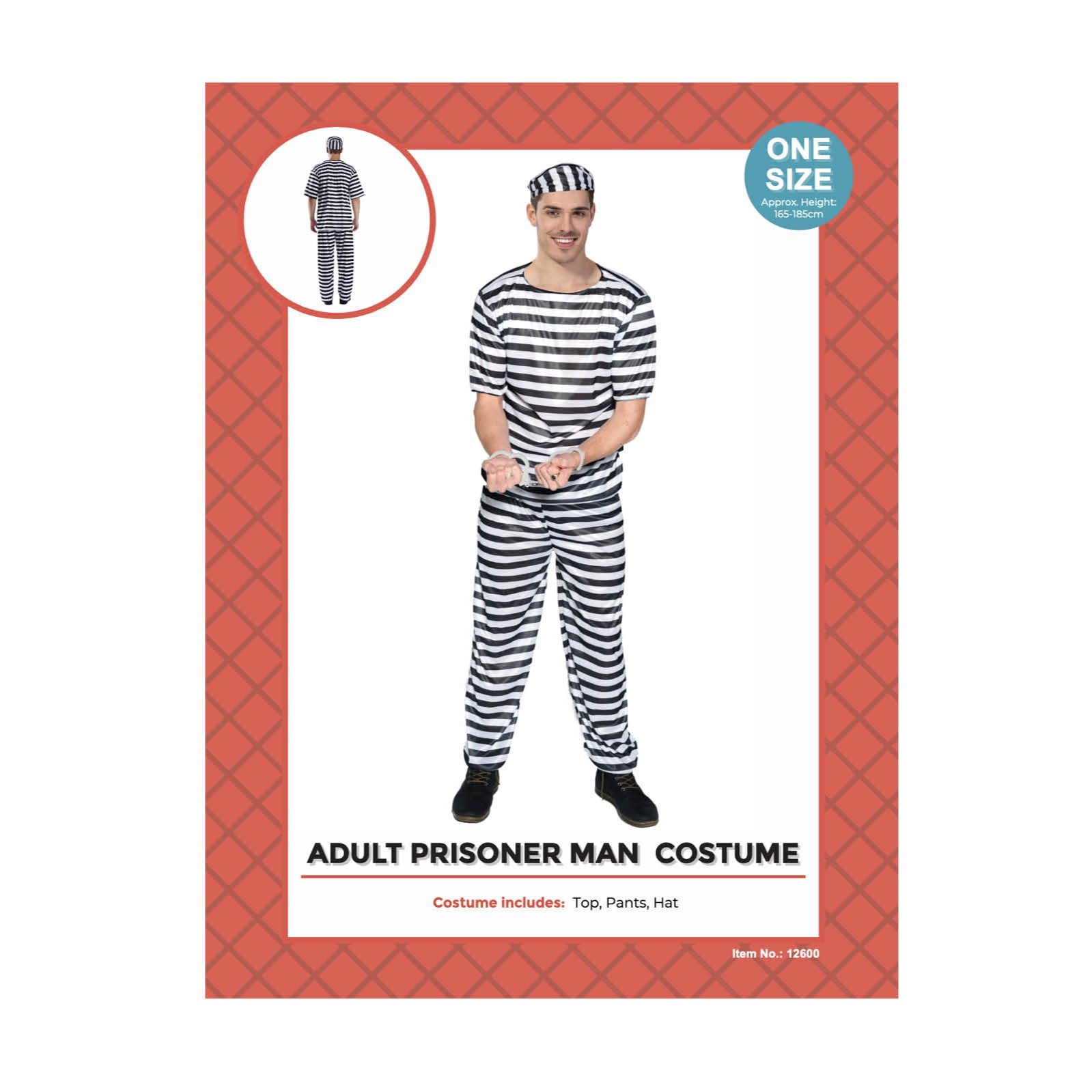 Adult Prisoner Man Costume | Order Online Australia